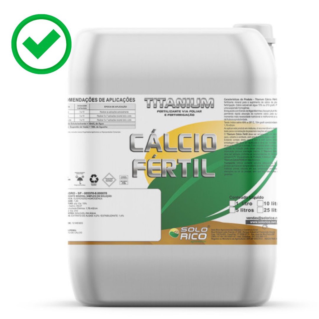 Adubo Fertilizante Hidroponia 10 LT Titanium Calcio Fertil | Shopee Brasil