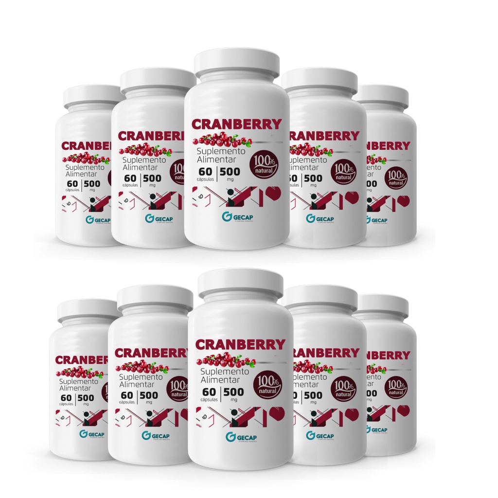 Cranberry Trato Urinário 10 Frascos 500mg 60 Cápsulas - cada. Premium ...