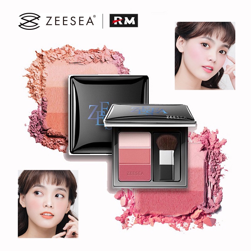 Zeesea ZEESEA Blush Tricolor Blush Destaque Contorno Brilhante de Pele Tom Tridimensional ...