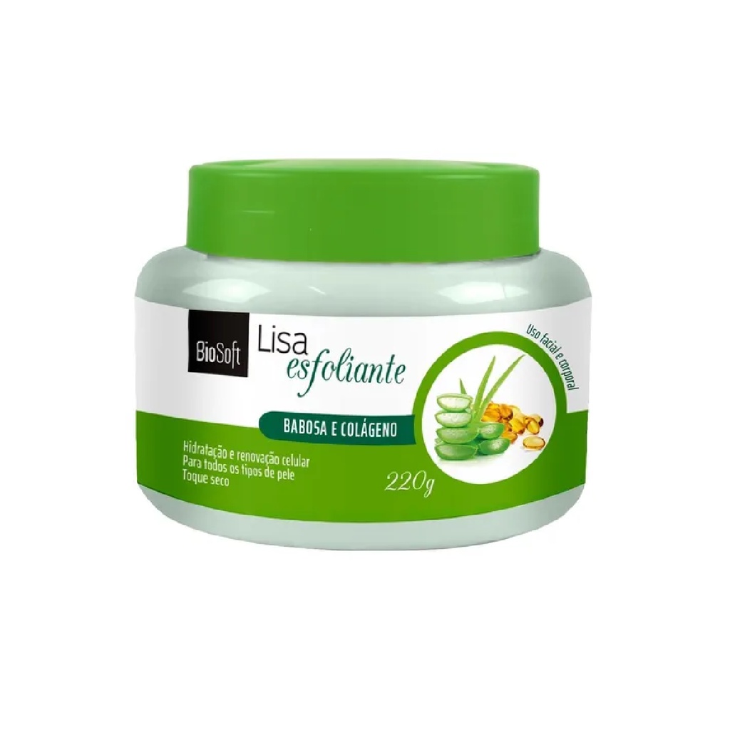 Biosoft Creme Esfoliante Babosa & Colágeno 220g | Shopee Brasil
