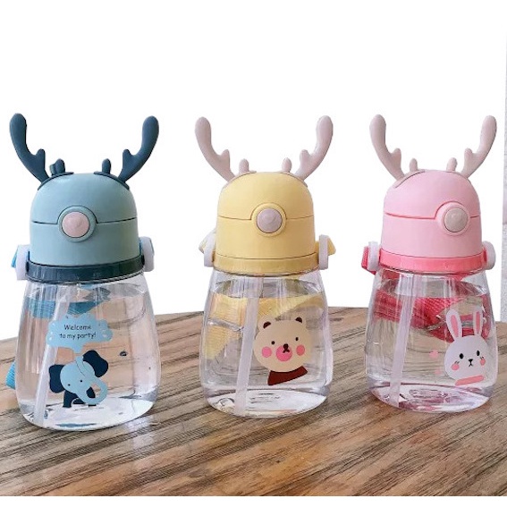Garrafa infantil fofa cervo canudo animal bichinhos 400ml | Shopee Brasil