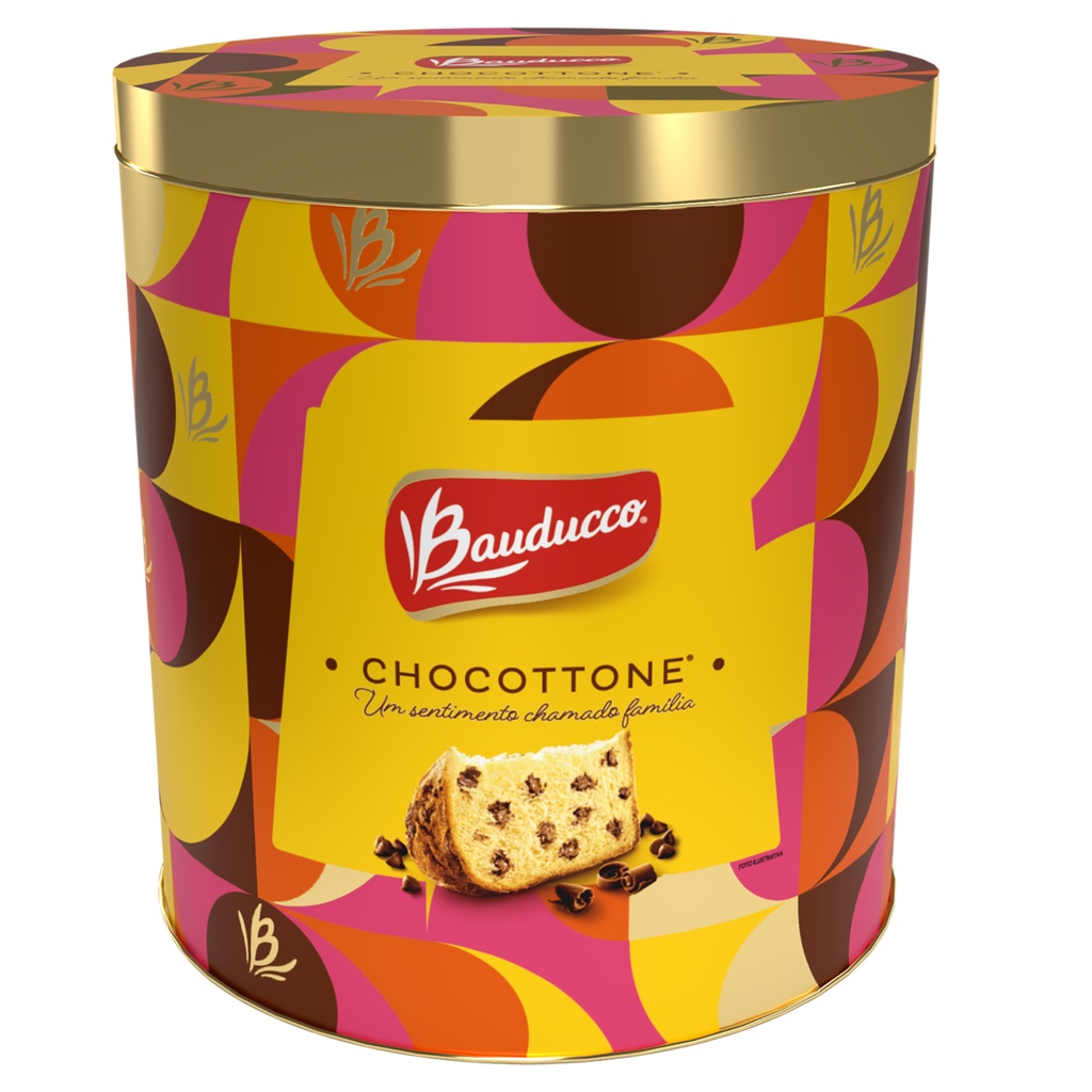 Chocotone Gotas De chocolate Bauducco - lata prateada 750 g Panetone ...