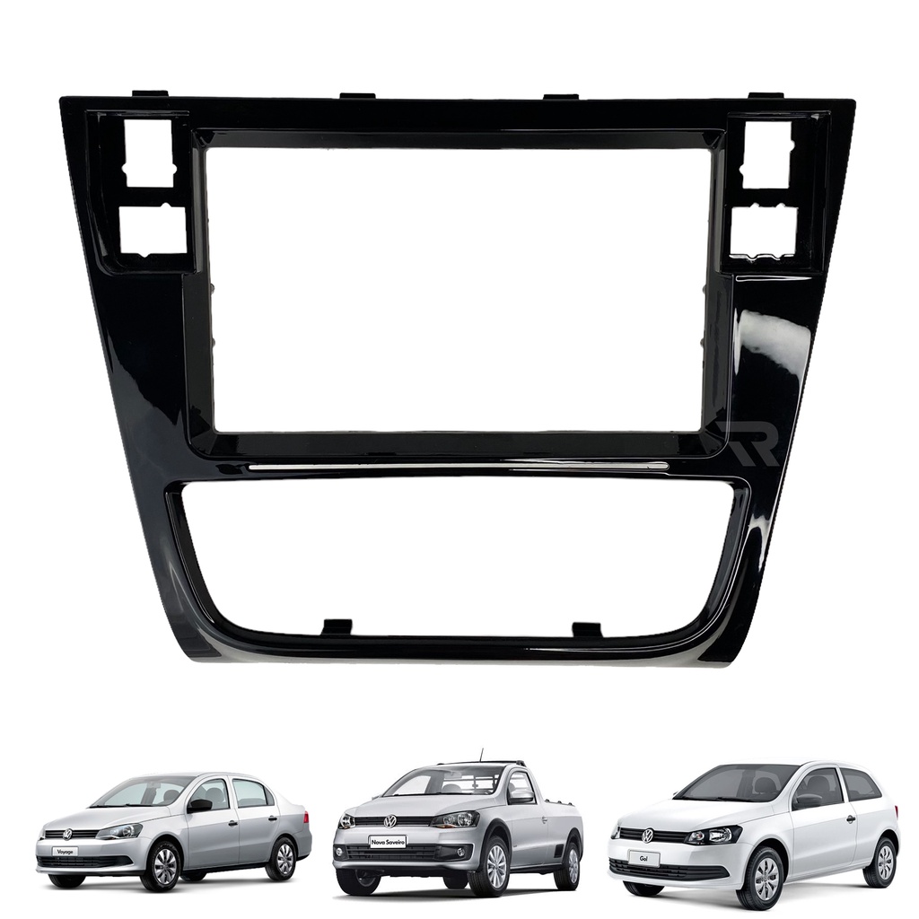 Moldura Painel DVD 2 Din MP5 Central Multimidia VW Gol Saveiro Voyage G6 Botões Na Moldura Black ...