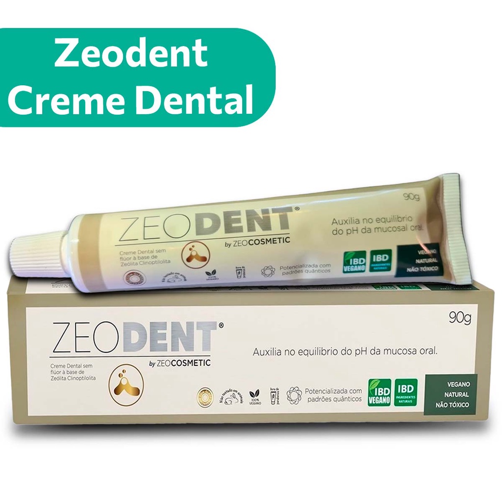 Creme Dental Sem Flúor Vegano Zeoquantic Original Clinoptilolita 90g ...