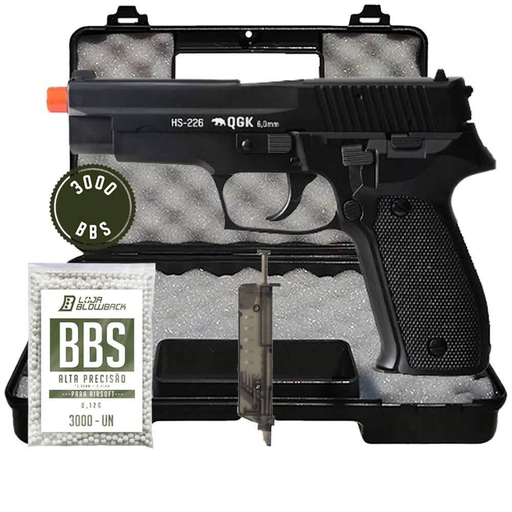 Pistola De Airsoft P226 QGK HS-226 Spring Bbs Cal 6mm + 3000 bbs 0.12g ...