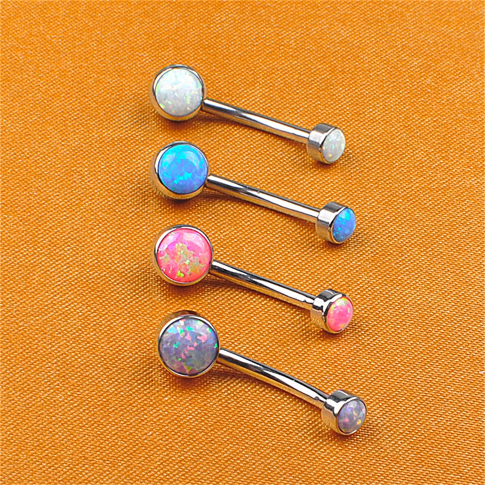 Joias De Umbigo Piercing Corporal ASTM F136 Titânio Opala Dupla Pedra ...