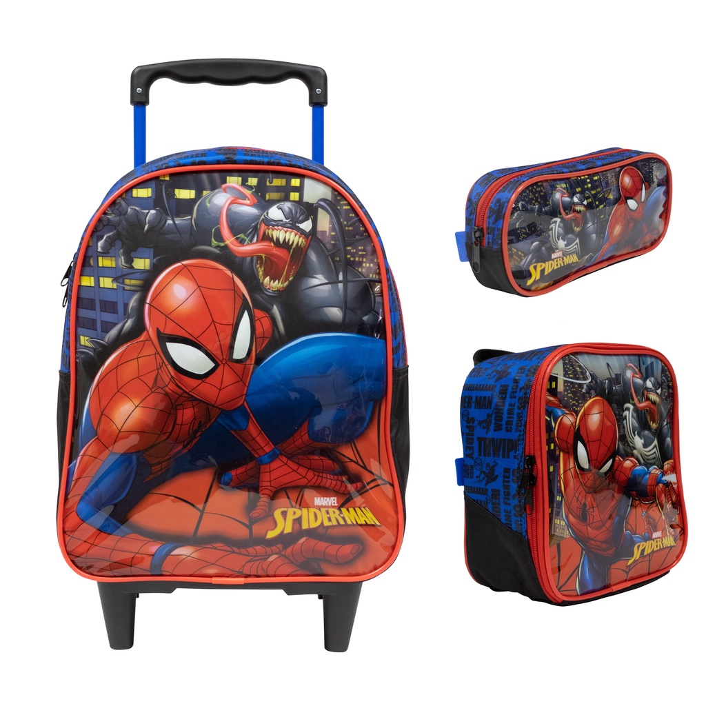 Kit Mochila Rodinha Homem Aranha com Lancheira Estojo 10670 | Shopee Brasil
