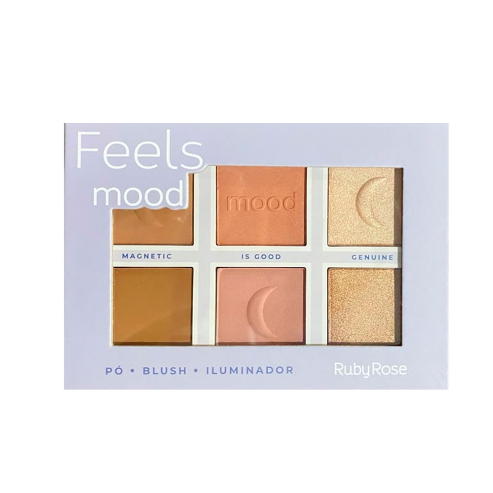 Paleta Make Up Pó Blush e Iluminador Feels Mood Ruby Rose | Shopee Brasil