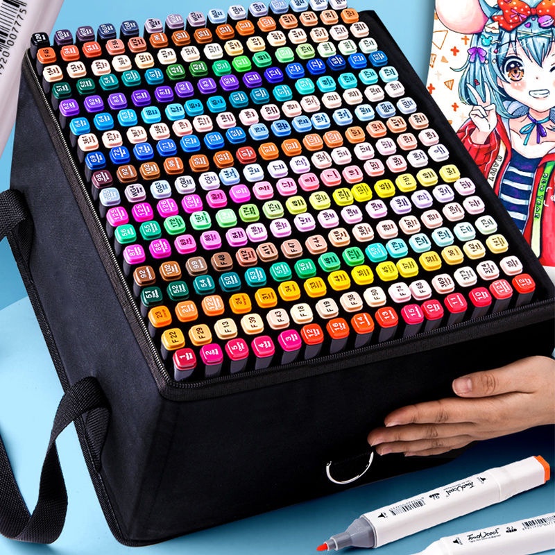 Conjunto de 168 Canetas Marcadoras de Cores com Manga de Escova Dupla ...