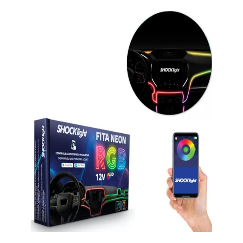 Fita Neon Led Rgb Luz Interna Painel Carro 5 Canhoes RGB5 | Shopee Brasil