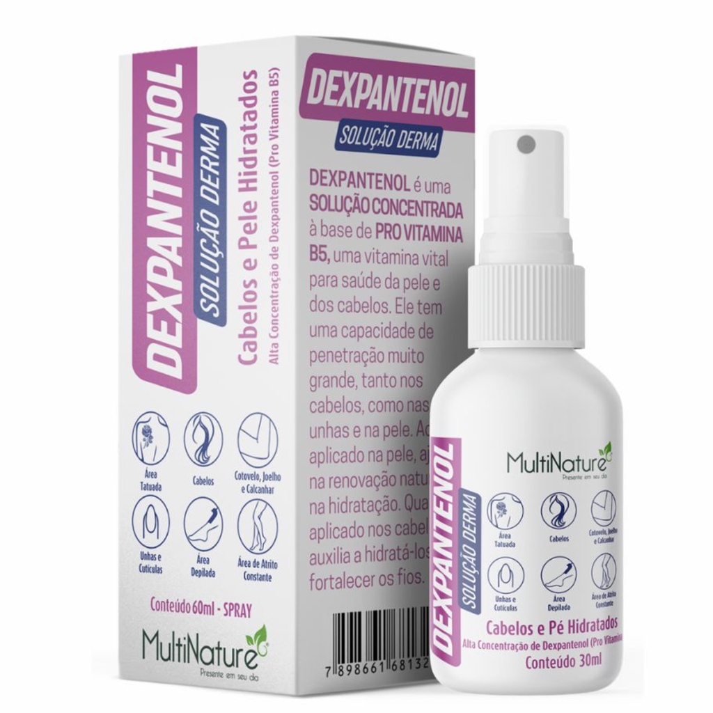 Spray de 30ml Dexpantenol Derma Cabelo e Pele Hidratados - MultiNature ...