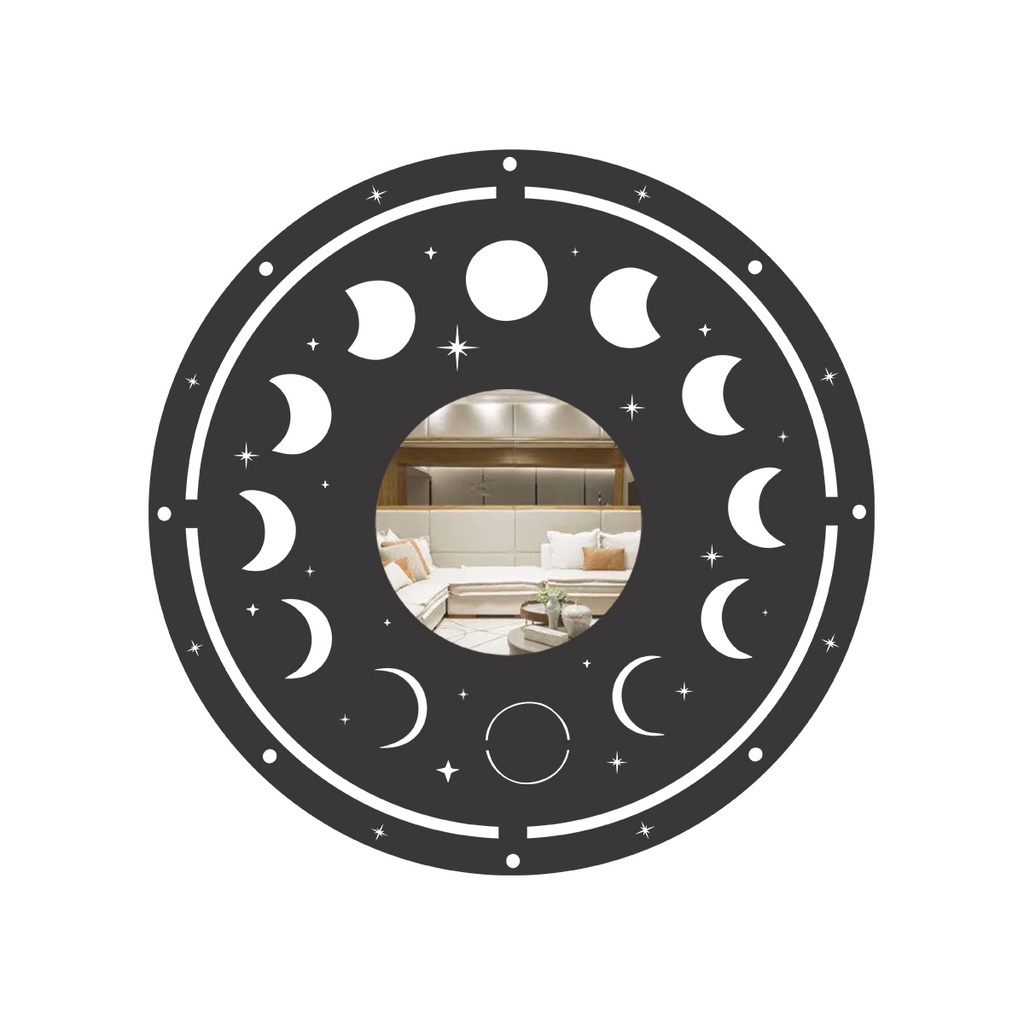 Espelho Decorativo Fases da Lua MDF Preto Fosco em 3 Tamanhos | Shopee Brasil