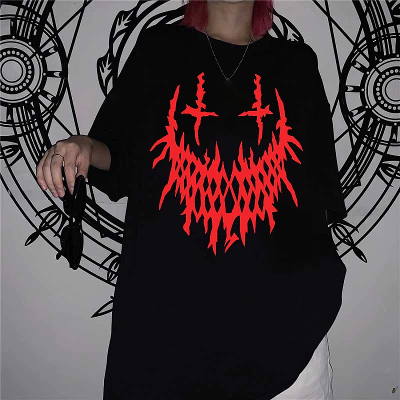 Camiseta Basica Tshirt Algodao Smile Happy Haha Horror Punk Gotico Moda ...