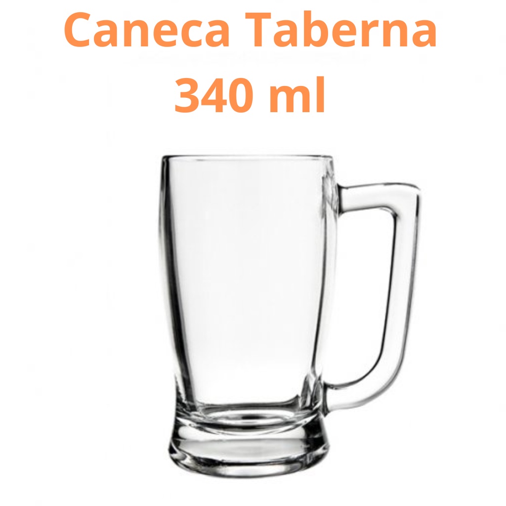kit 4 Caneca Taberna Cerveja Em Vidro 340ml Chopp Restaurante Bar | Shopee Brasil