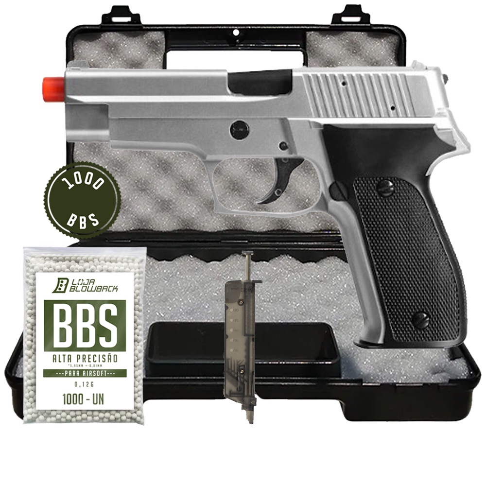 Pistola De Airsoft P226 QGK HS-226s Spring Bbs Cal 6mm + 1000 bbs 0.12g ...