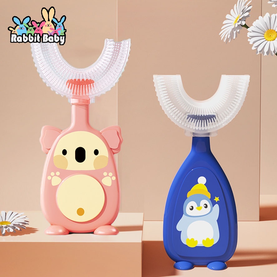 Escova dente infantil Forma de U 360 Graus cerdas super macias para ...