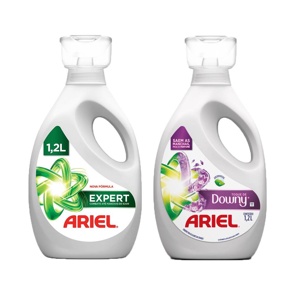 Sabão Líquido Ariel 30 Lavagens 1,2L + Sabão toque de Downy 1,2L ...