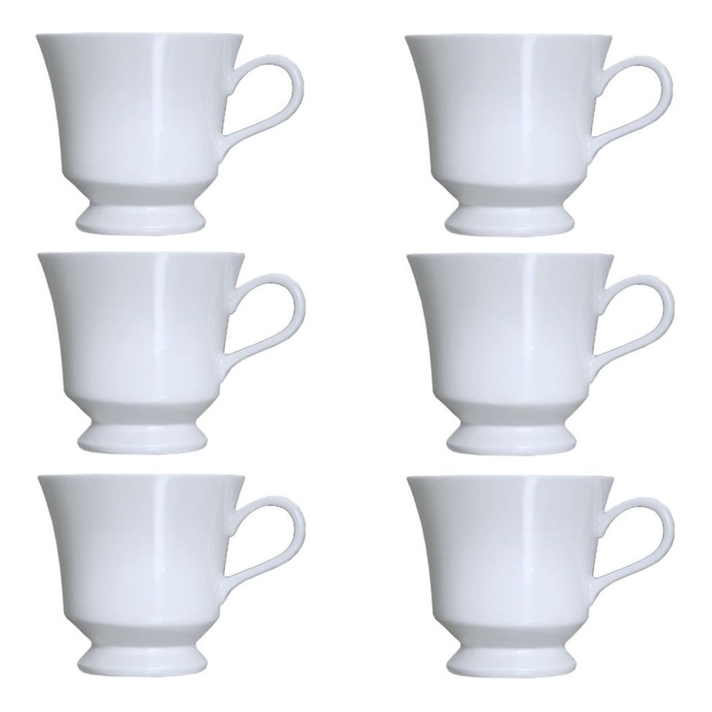 Jogo 6 Xicara Cha S/ Pires Porcelana Branca Germer 2a Linha | Shopee Brasil