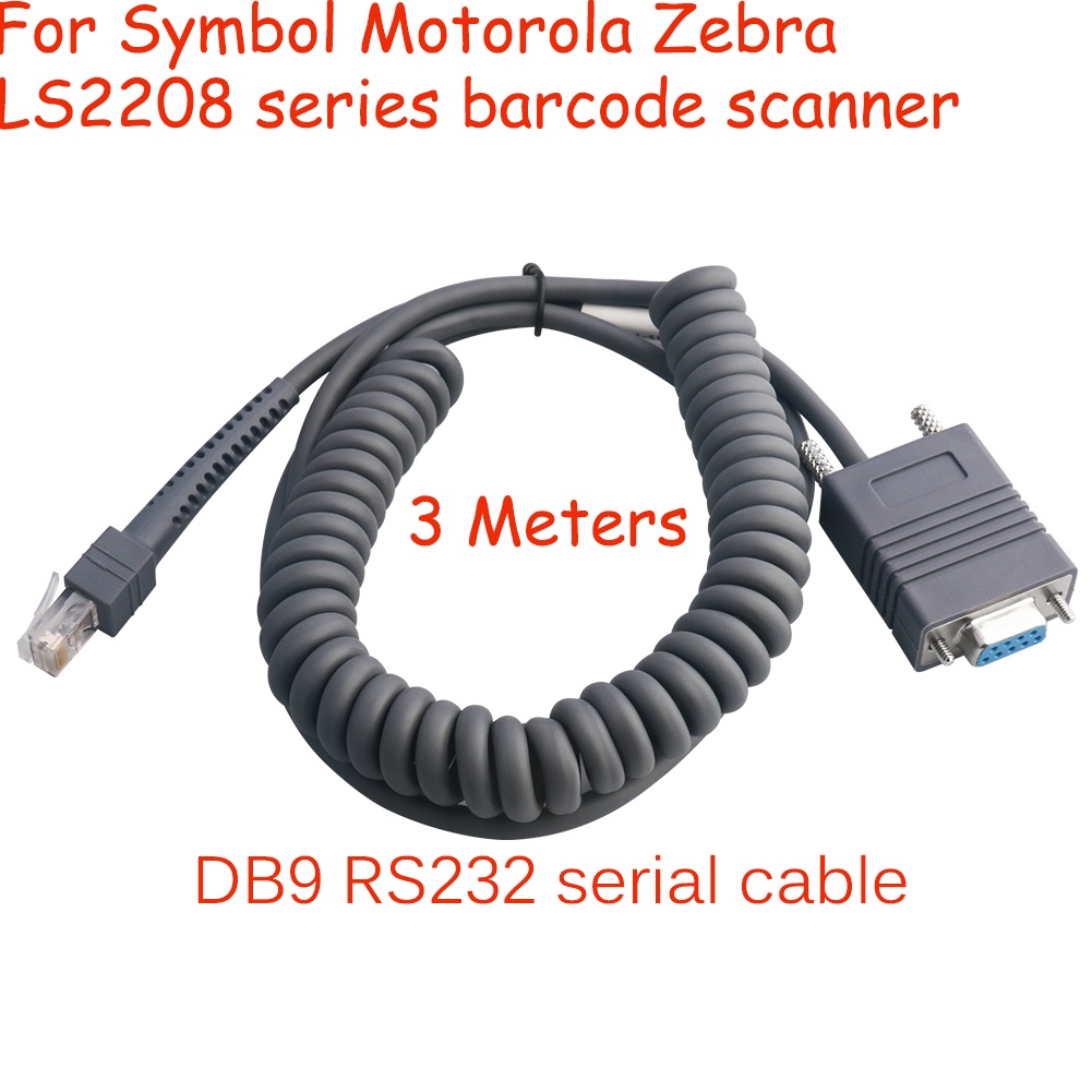 Cabo Serial De 3 Metros Espiral RS232 Para Leitor De Código De Barras DS2278-SR DS4208 DS4308 ...