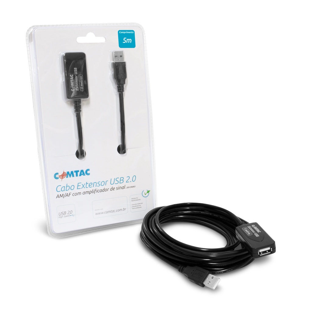 Cabo Extensor Usb 2.0 Amplificador Repetidor 5 Metros Comtac | Shopee ...