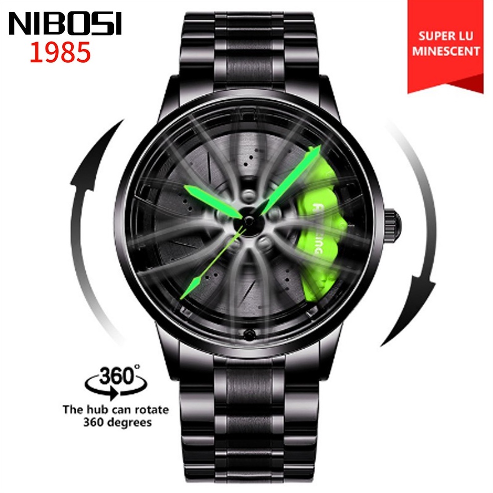 NIBOSI Rel Gio Masculino 360o Girat Rio Rel Gio De Aro De Carro De Tecido O Reluzente Prova D ...