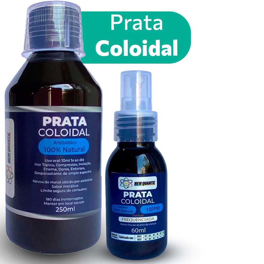 KIT COM 1 PRATA COLOIDAL 250ML + 1 PRATA COLOIDAL 60ML COM SPRAY ...