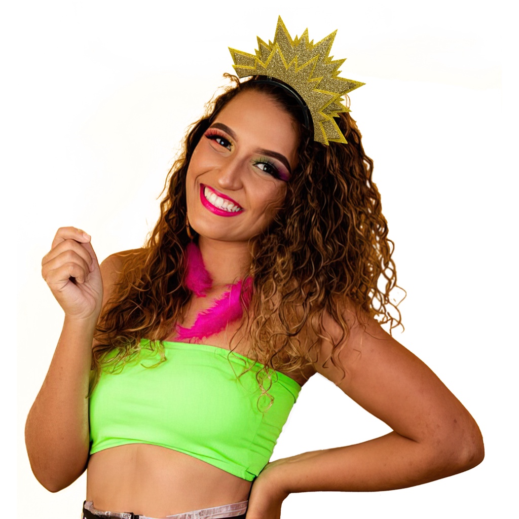 Tiara Carnaval SOL EVA Glitter Dourado 19 cm Vivarte - Inspire sua Festa Loja | Shopee Brasil