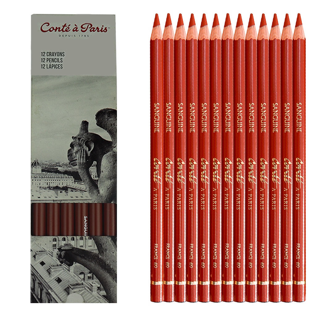 Lápis Crayon Conte a Paris Sanguine Cx C/12 | Shopee Brasil