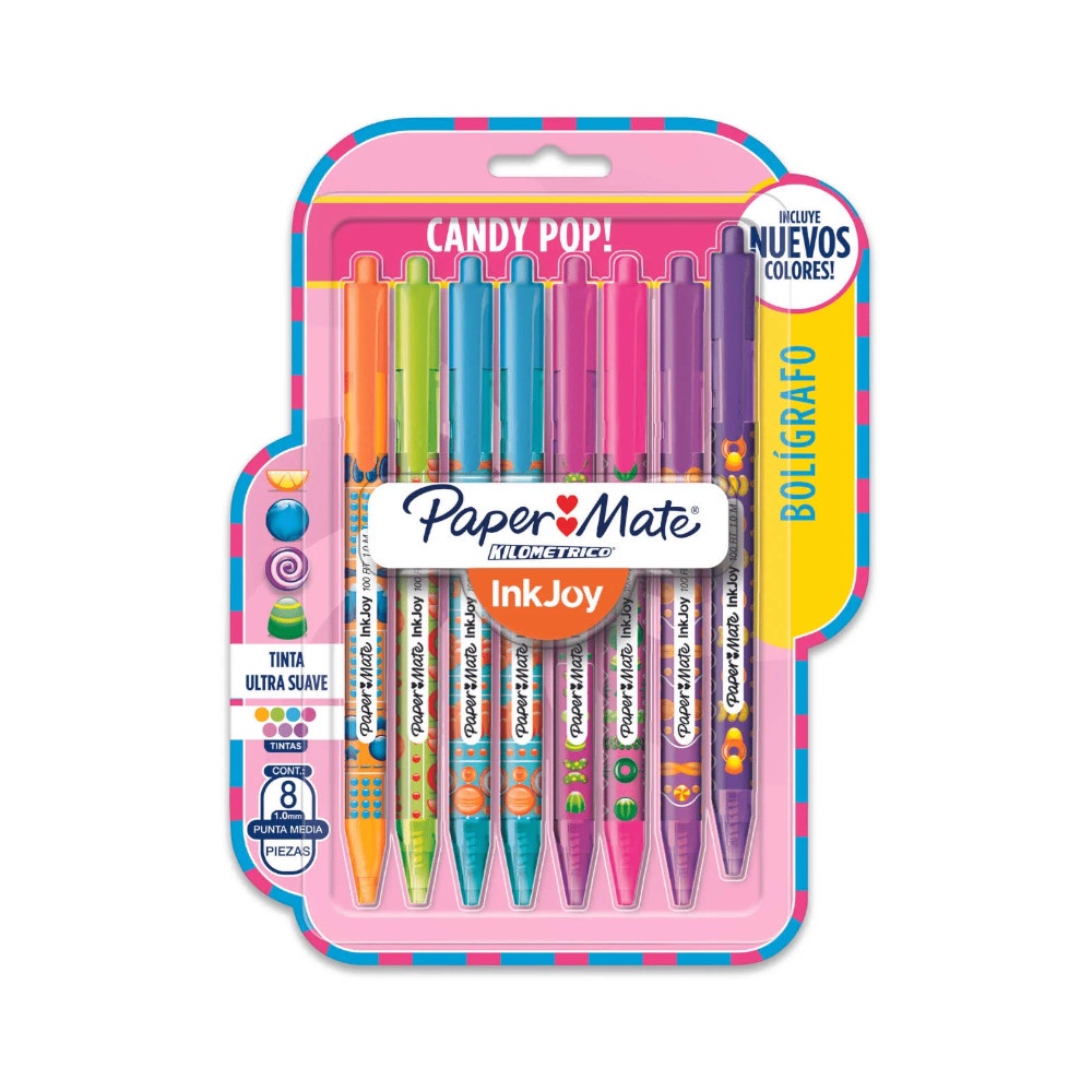 Caneta Esferográfica Paper Mate Inkjoy Candy Pop 7 Cores | Shopee Brasil