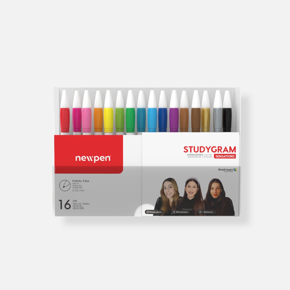 Caneta Esferográfica Clic Sensations 0.5mm Studygram com 16 NEWPEN | Shopee Brasil
