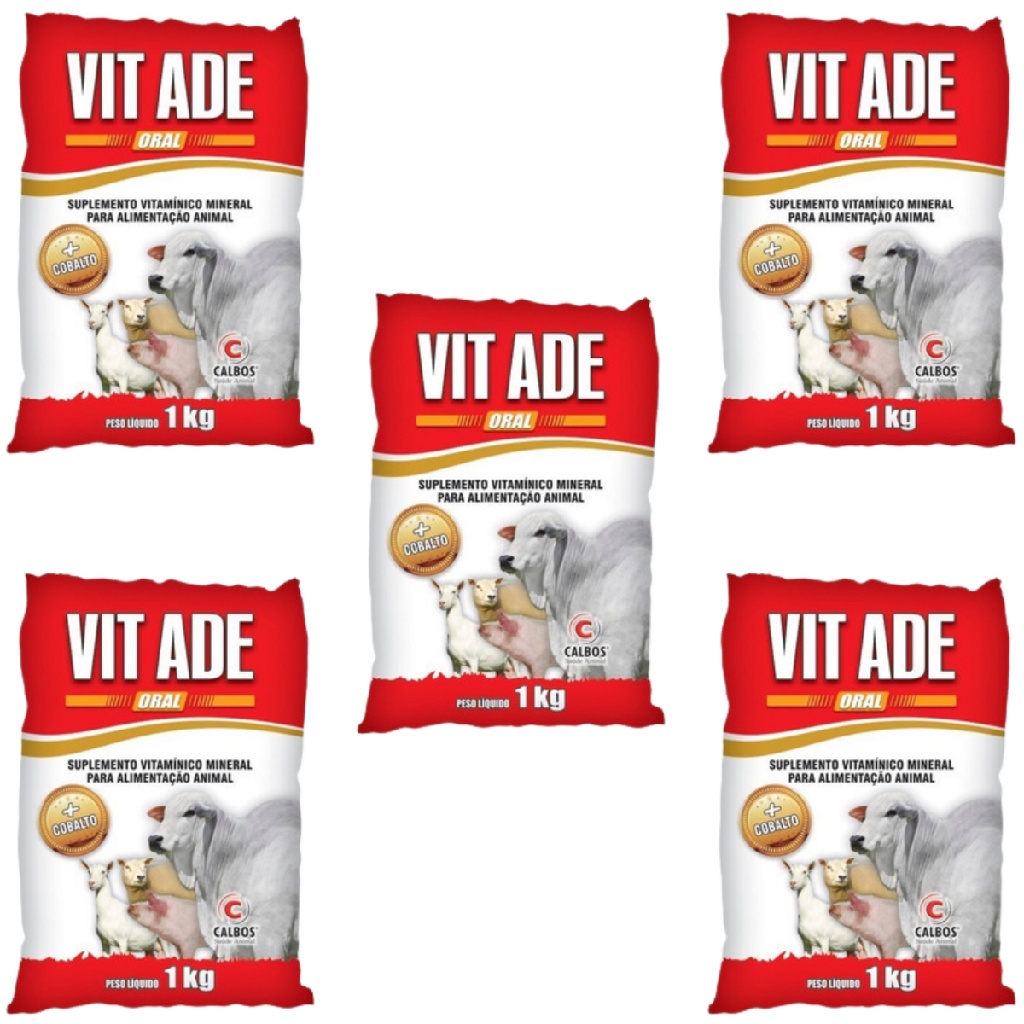 Kit 5 Vit Ade 1kg Suplemento Vitaminas Bovinos Calbos | Shopee Brasil