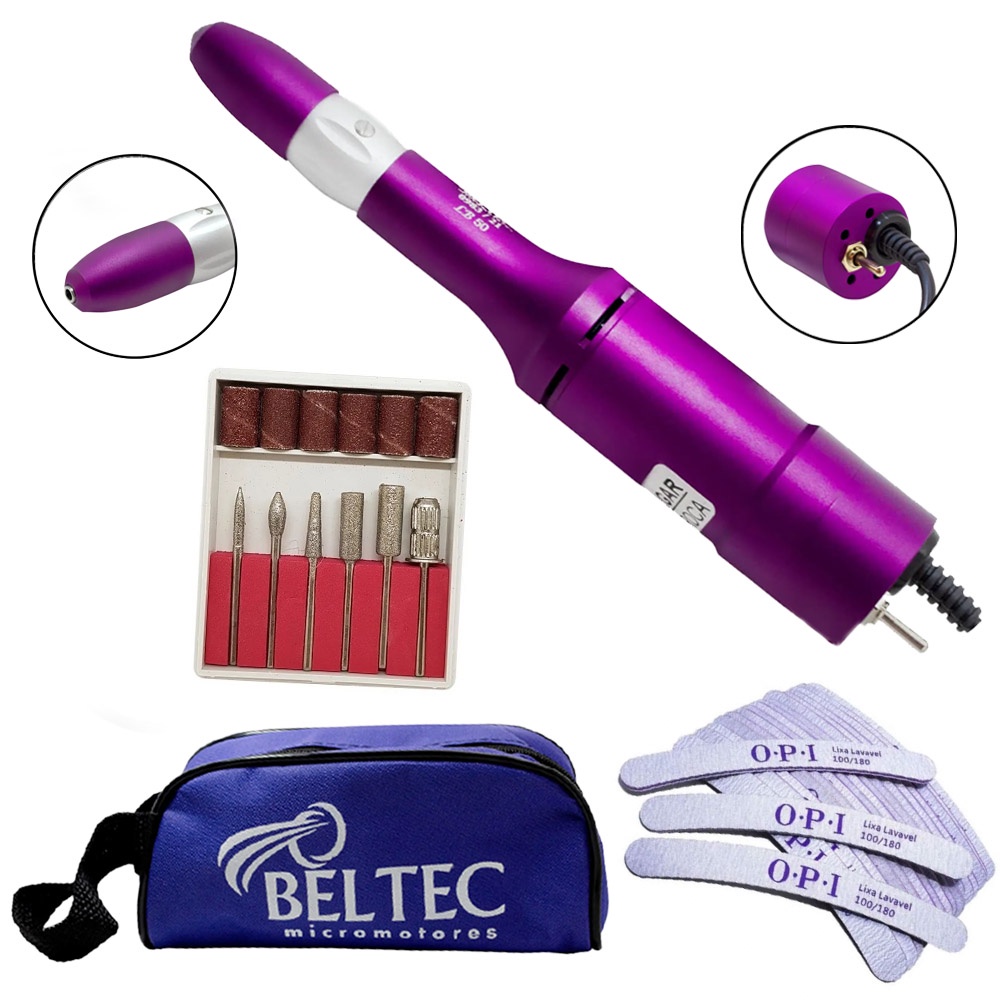 Micro Motor Lb 50 Beltec Unhas Gel + 4 Lixas + Brocas | Shopee Brasil