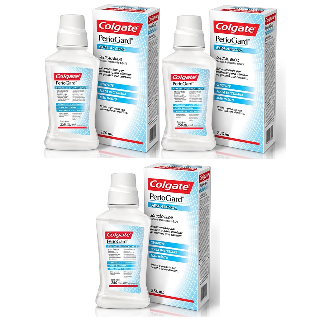 Kit Com 3 Periogard Sem Alcool 250ml - Colgate | Shopee Brasil