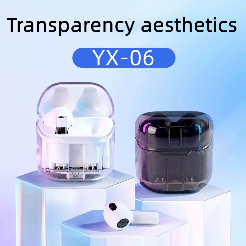 Fone De Ouvido Bluetooth Sem Fio YX06 Translúcido De Alta Qualidade | Shopee Brasil