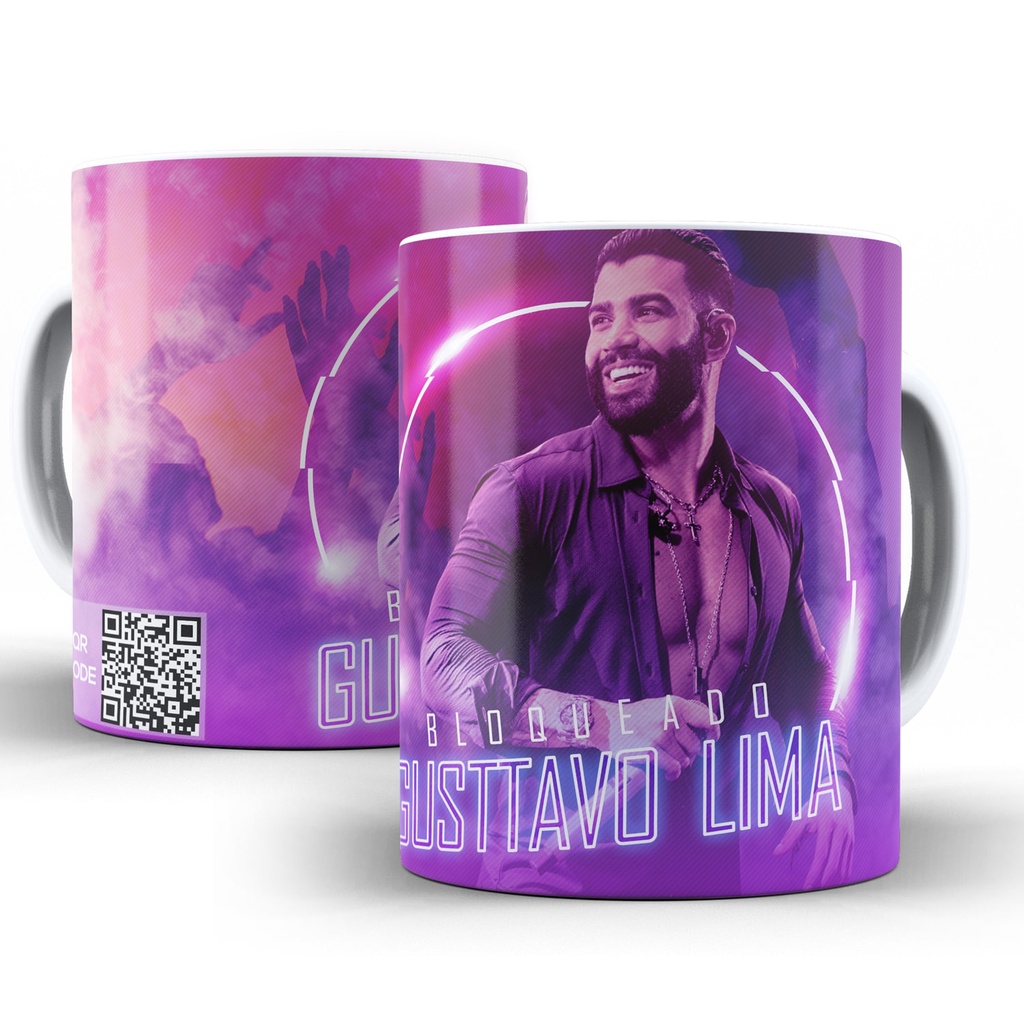 Caneca Gusttavo Lima Música QR CODE Bloqueado | Shopee Brasil