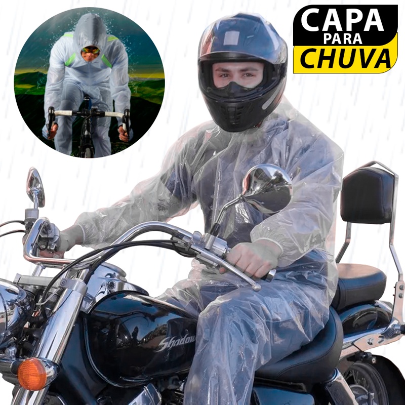 Capa De Chuva Transparente Completa Com Bota Calça Capa Capuz ...