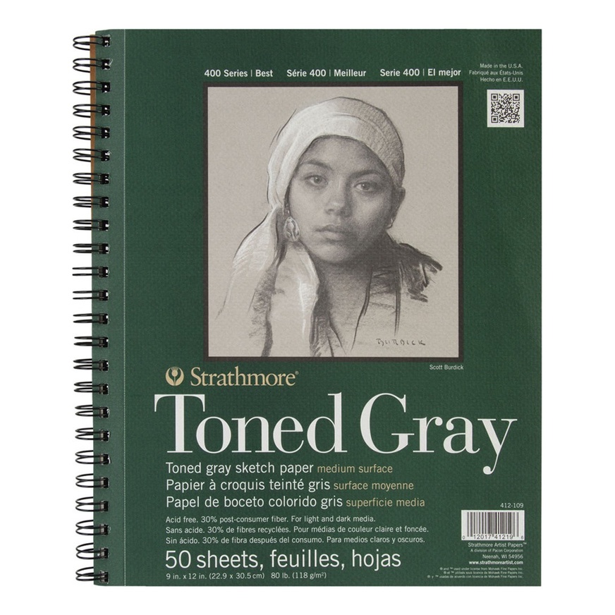 Bloco Strathmore Toned Gray Sketch 22,9x30,5cm 118g/m² 50 F | Shopee Brasil