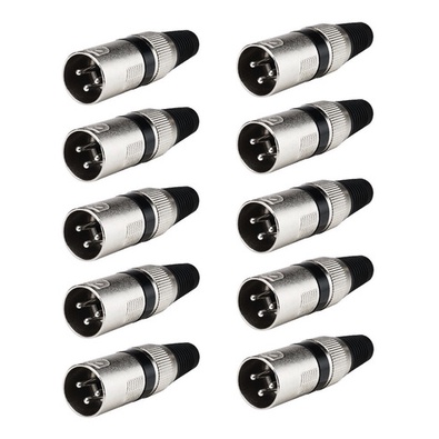 Kit 10 Plugs Conector XLR Canon Macho 3 Pinos Metal Niquelado Para Microfone e DMX LU-71209 da ...