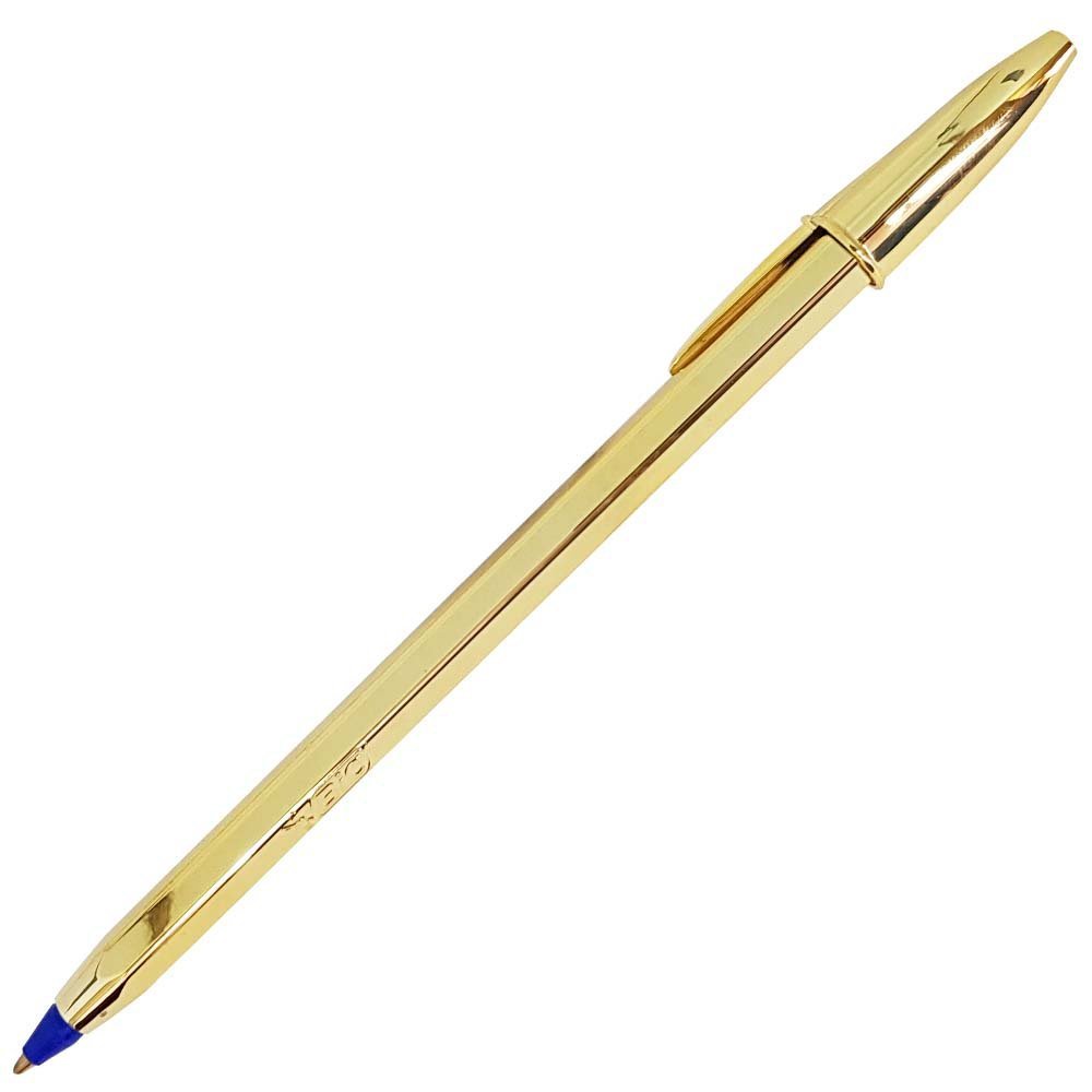 Caneta Bic Esferográfica Cristal Celebration Dourada | Shopee Brasil