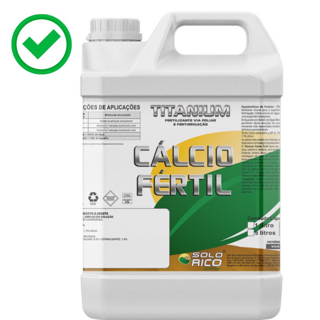 Titanium Calcio Fertil 5 Lt Folhosa Fertilizante Hidroponia | Shopee Brasil