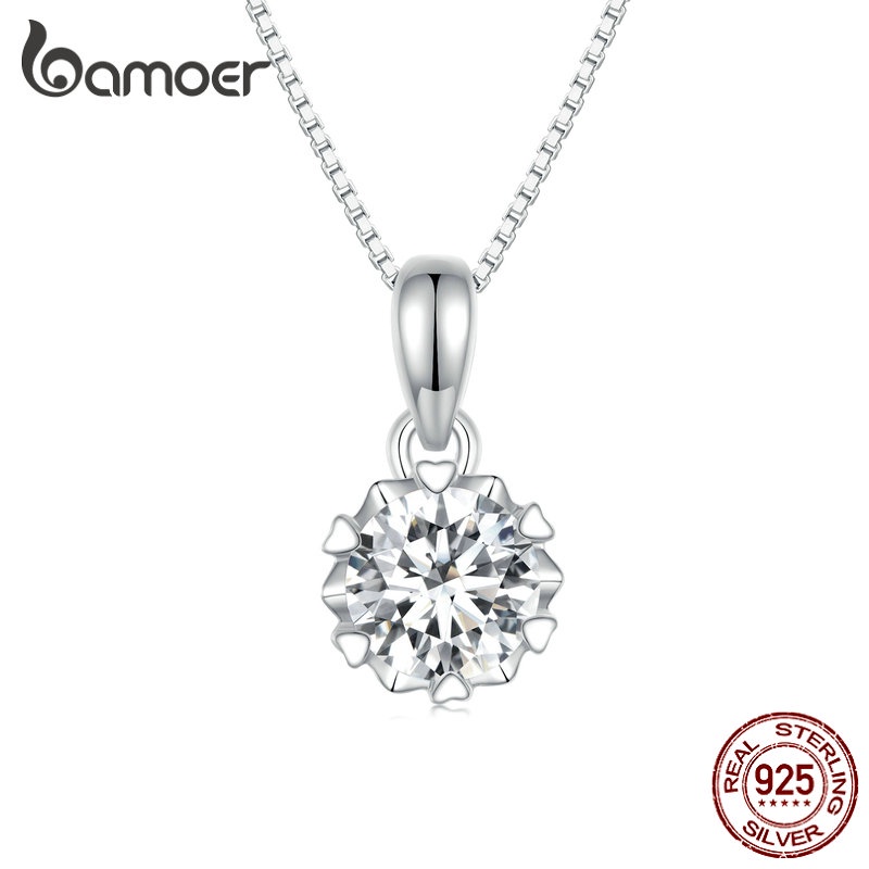 Bamoer S925 Colar Moissanite Brilhante Moda Para Mulheres Estudante MSN008 - Faz a Boa!