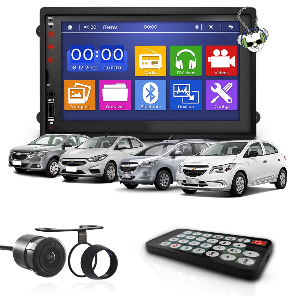 Kit Central Multimidia Som Automotivo Mp5 Espelhamento Bluetooth Chevrolet Onix Cobalt Prisma ...
