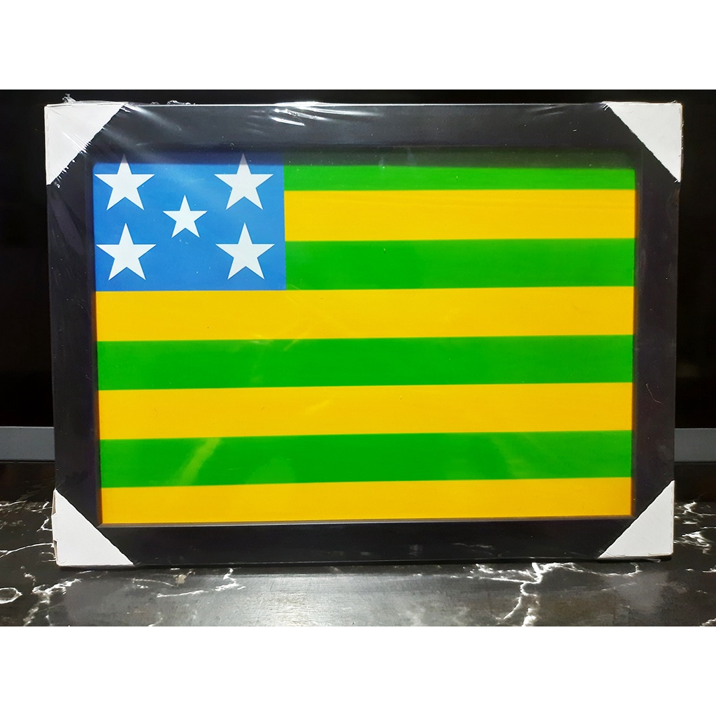 quadro bandeira de goiás 33x24cm moldura e vidro | Shopee Brasil