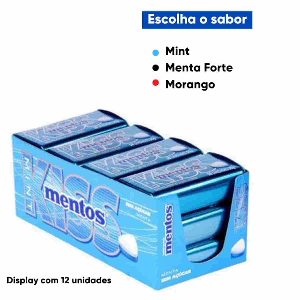 Pastilha Mentos Kiss c/ 12 unidades Mint Menta Forte Morango Escolha o Sabor | Shopee Brasil