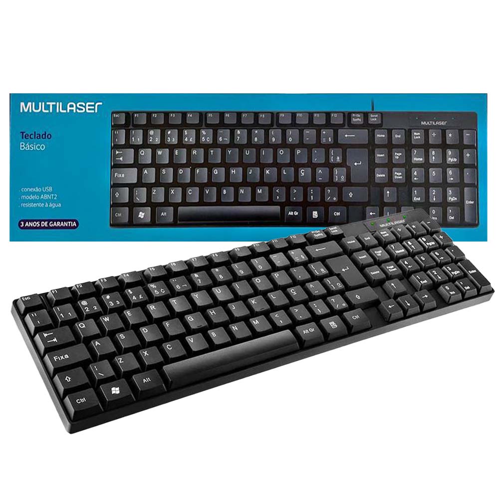 Teclado Basico USB PT-BR ABNT2 Preto Multilaser | Shopee Brasil