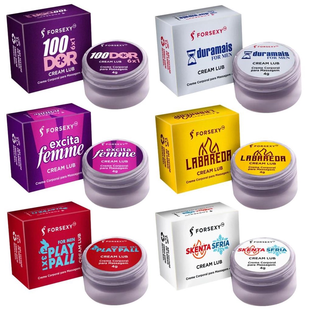 Pomada Erotica Cream Lub 4g Kit C 6 Pomadas Diferentes Funcoes