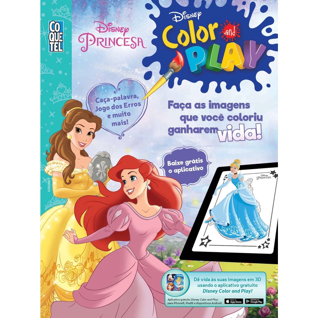 Livro Disney Color and Play - livro interativo de colorir e atividades ...