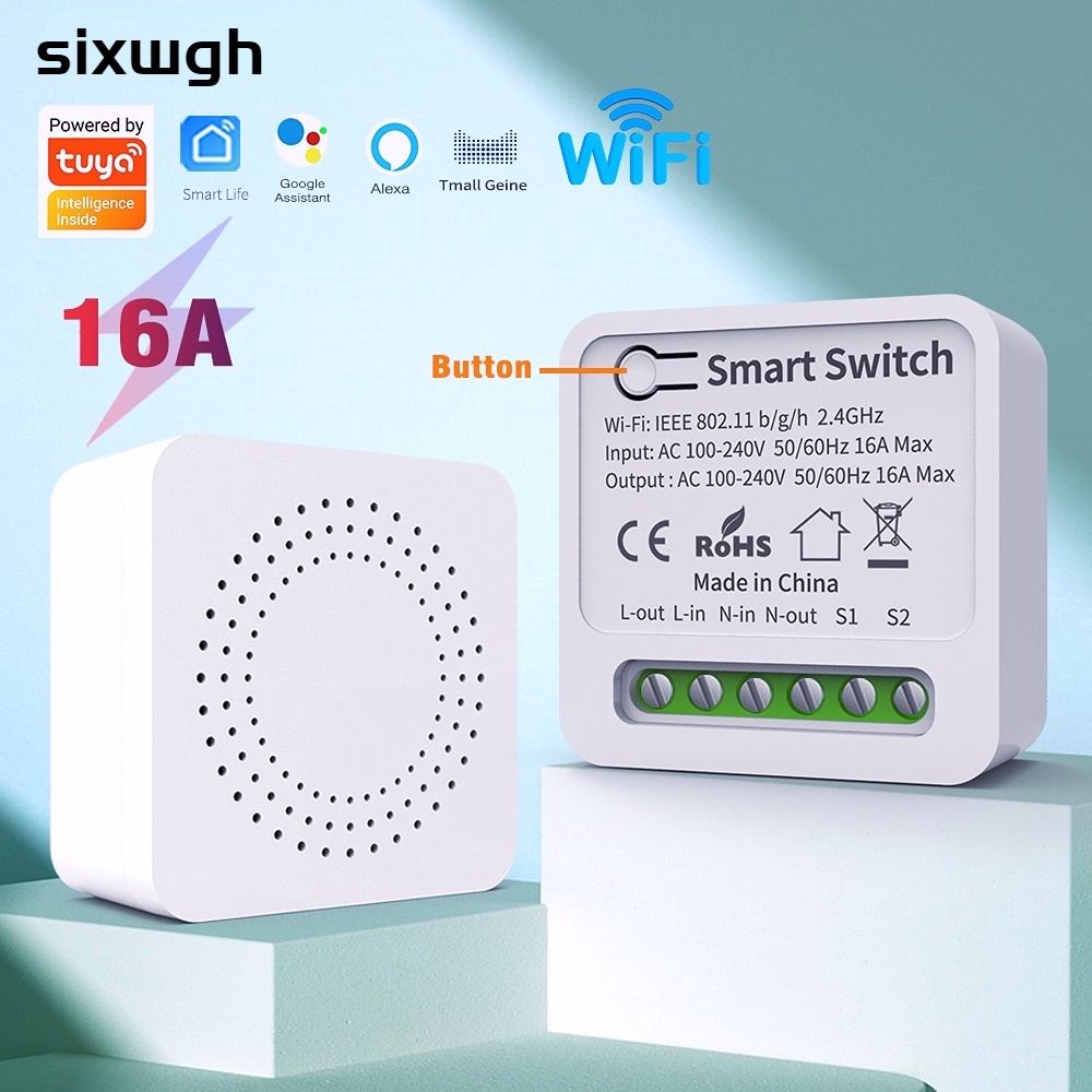 Tuya Wifi switch 16A mini Interruptor Inteligente Suporte Smart Life APP Alexa Google Home ...