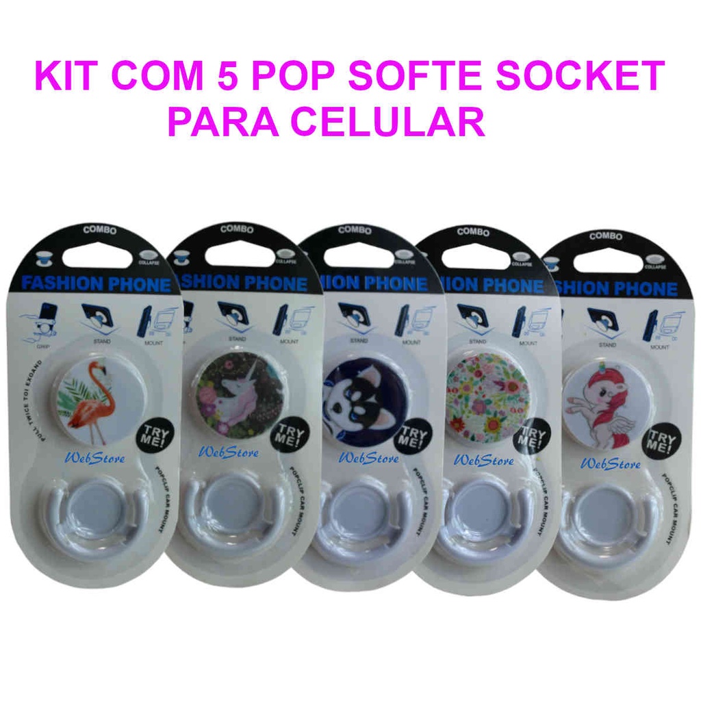 Popsockets - pop socket suporte para celular - Kit com 5 pop softe socket | Shopee Brasil