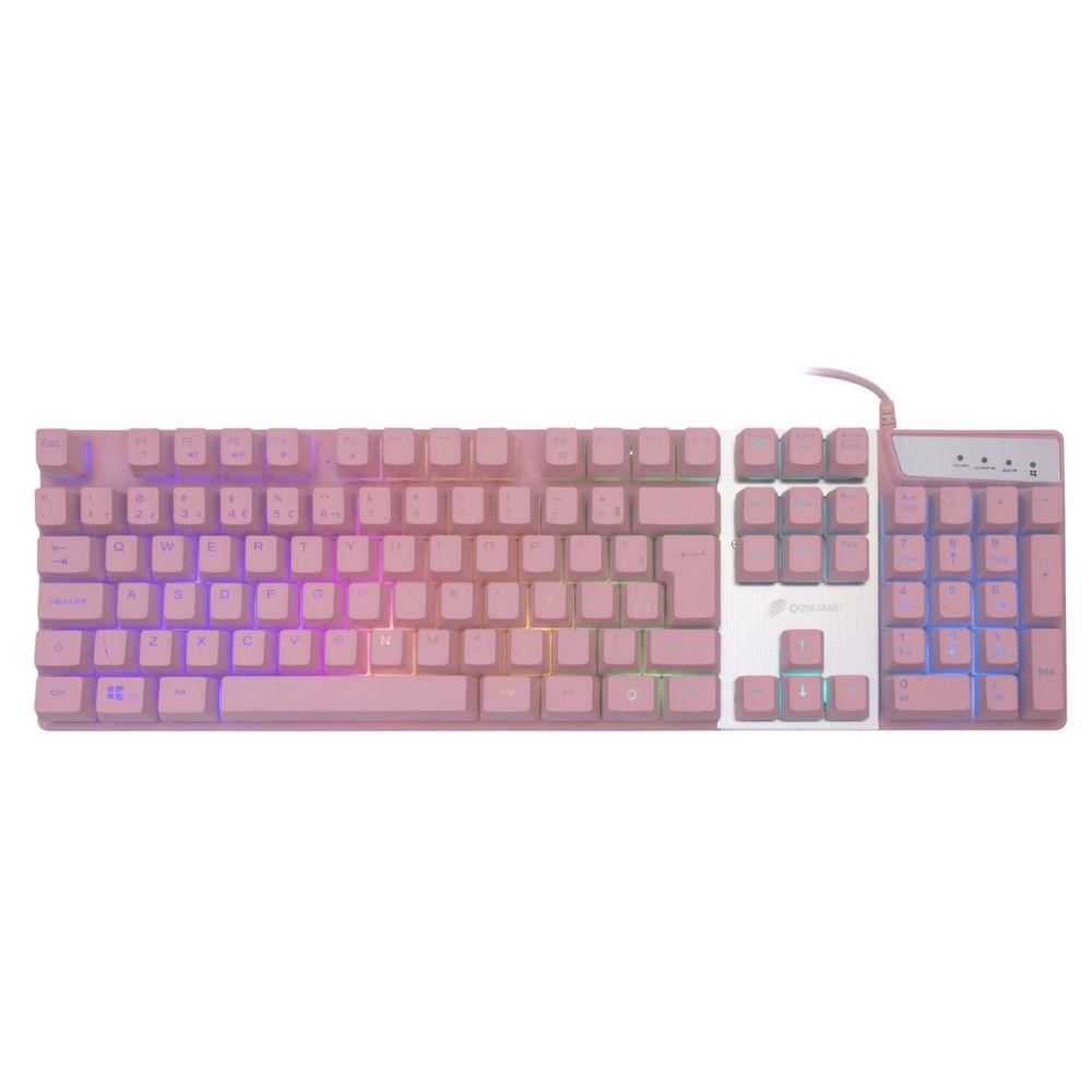 Teclado Gamer Prismatic Membrana Rainbow OEX Game TC205 Rosa | Shopee ...